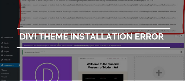 DIVI THEME INSTALLATION ERROR - ProgrammingNanny-Programming Made Easy